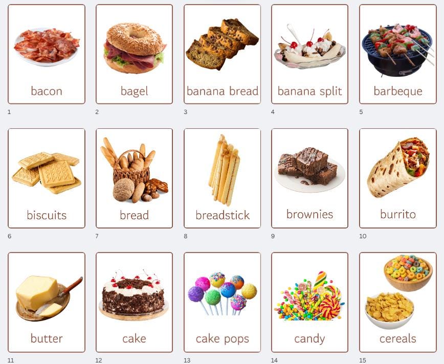100 Most Common FOOD and SNACKS, Real Pictures, Kids Meal, Toddler Menu ...