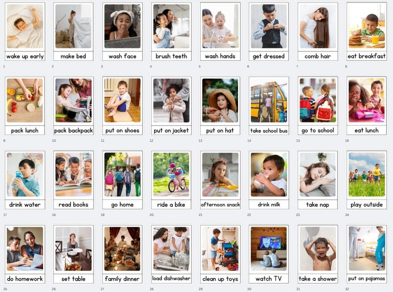 60 Kids Daily Routine and Self-care Flashcards | Toddler Routines and ...