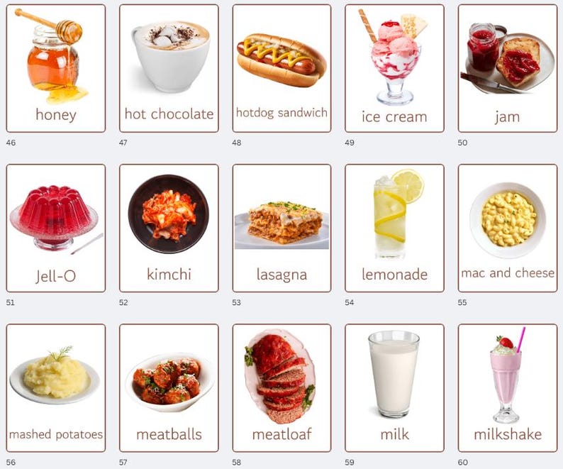 100 Foods & Snacks Flashcards: Montessori Nutrition Cards (printable ...