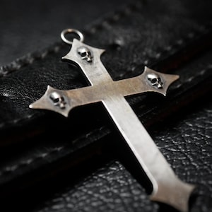 Large Minimalistic Vampire Cross Pendant - Sterling Silver 925 Goth ...