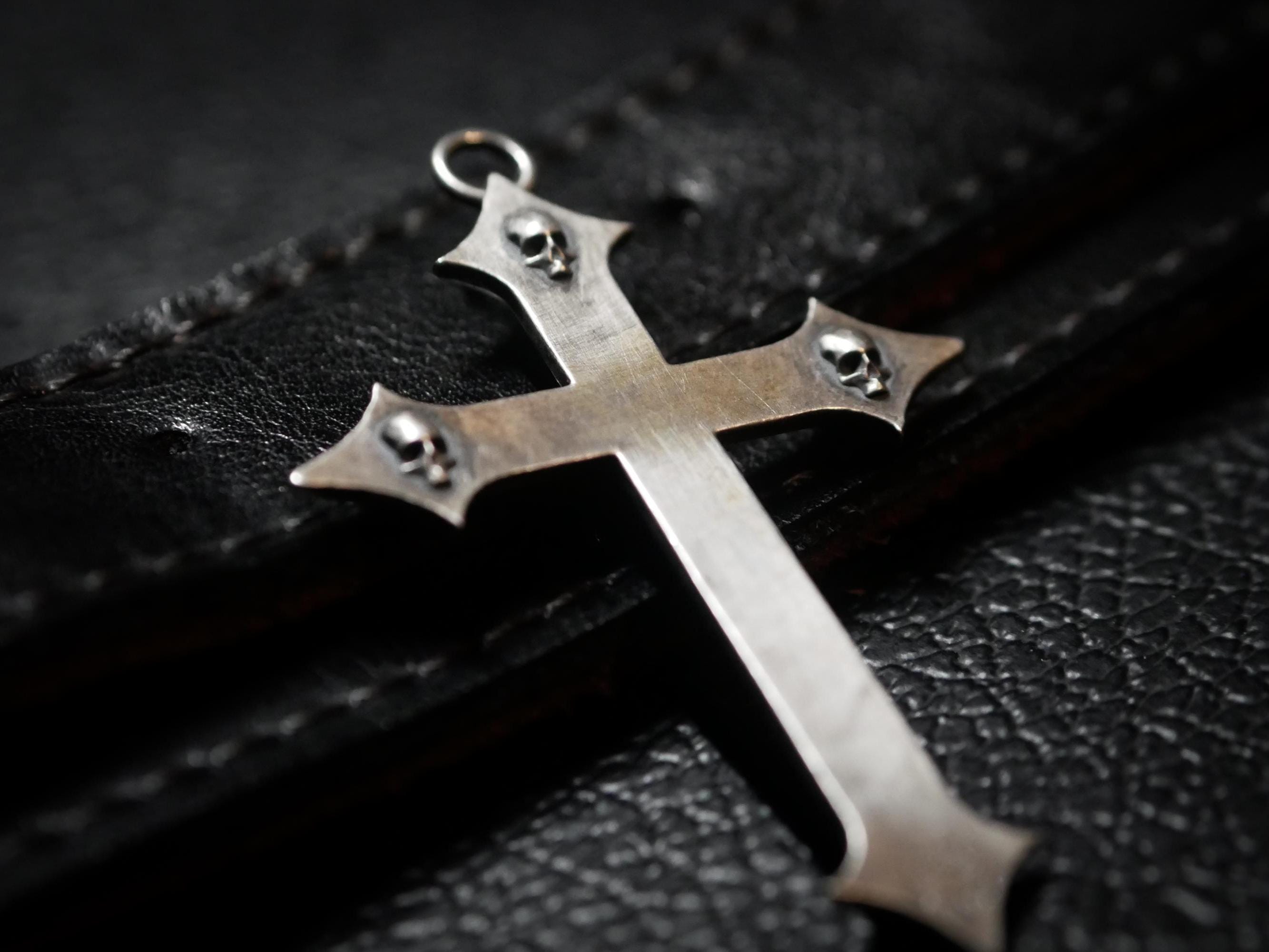 Large Minimalistic Vampire Cross Pendant - Sterling Silver 925 Goth ...