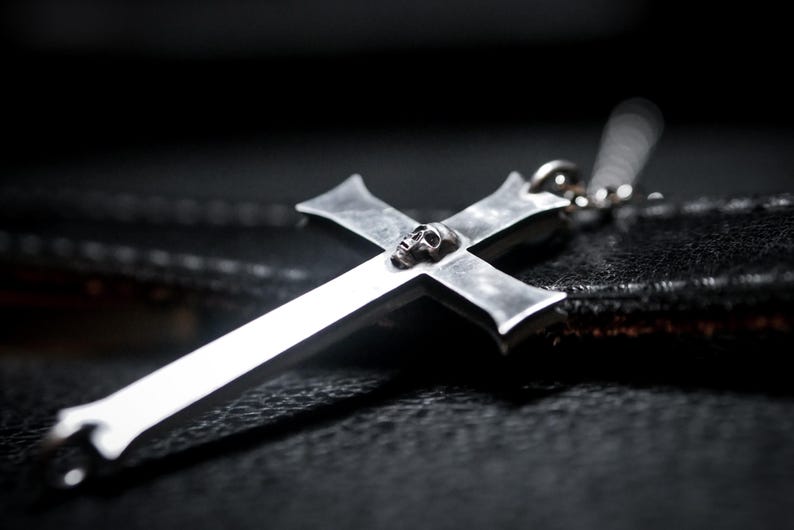 Inverted Vampire Cross Pendant Large Necklace Reversible - Goth Jewelry ...