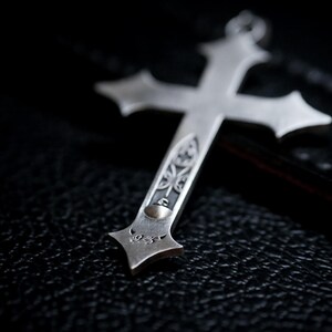 Large Minimalistic Vampire Cross Pendant - Sterling Silver 925 Goth ...