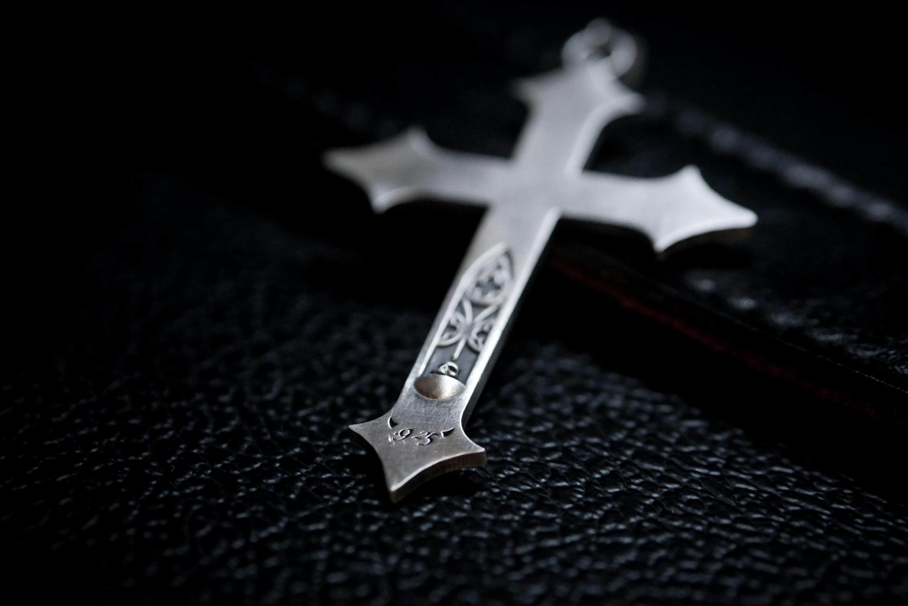 Large Minimalistic Vampire Cross Pendant - Sterling Silver 925 Goth ...