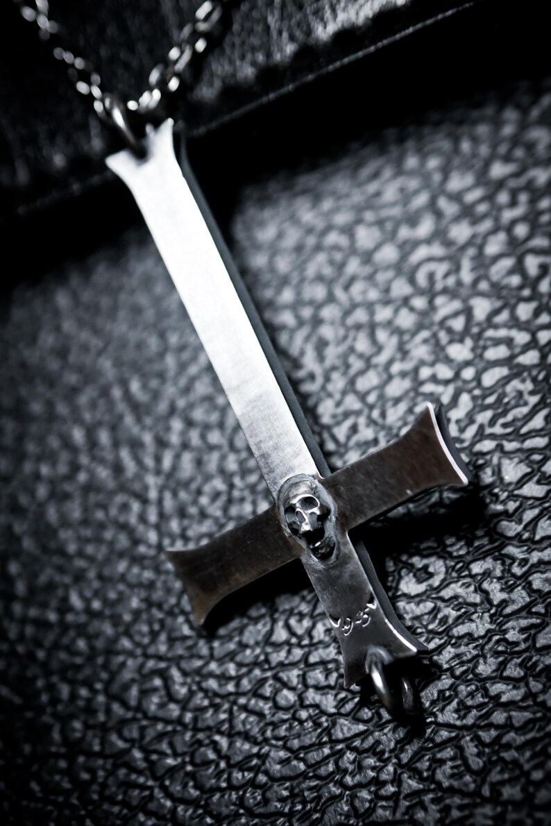 Inverted Vampire Cross Pendant Large Necklace Reversible - Goth Jewelry ...