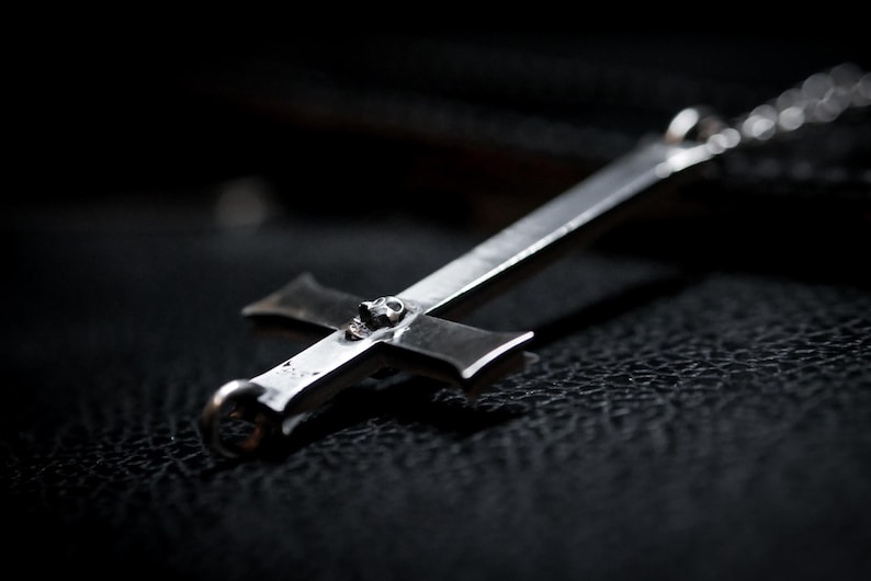 Inverted Vampire Cross Pendant Large Necklace Reversible - Goth Jewelry ...