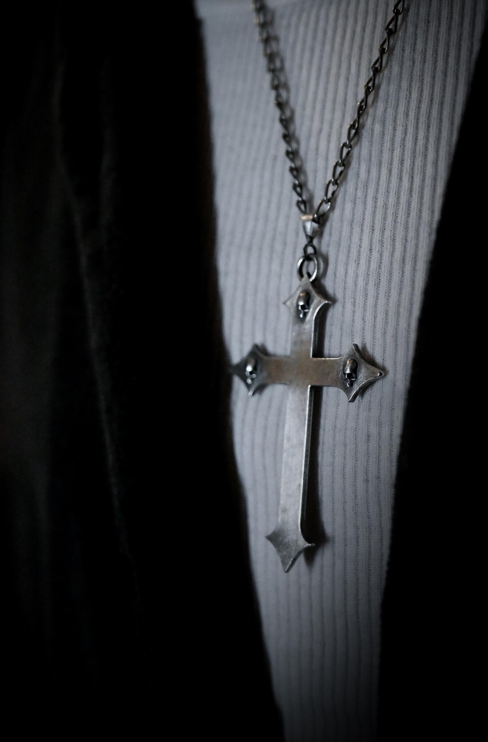 Large Minimalistic Vampire Cross Pendant - Sterling Silver 925 Goth ...