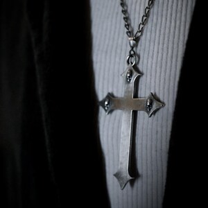 Large Minimalistic Vampire Cross Pendant - Sterling Silver 925 Goth ...