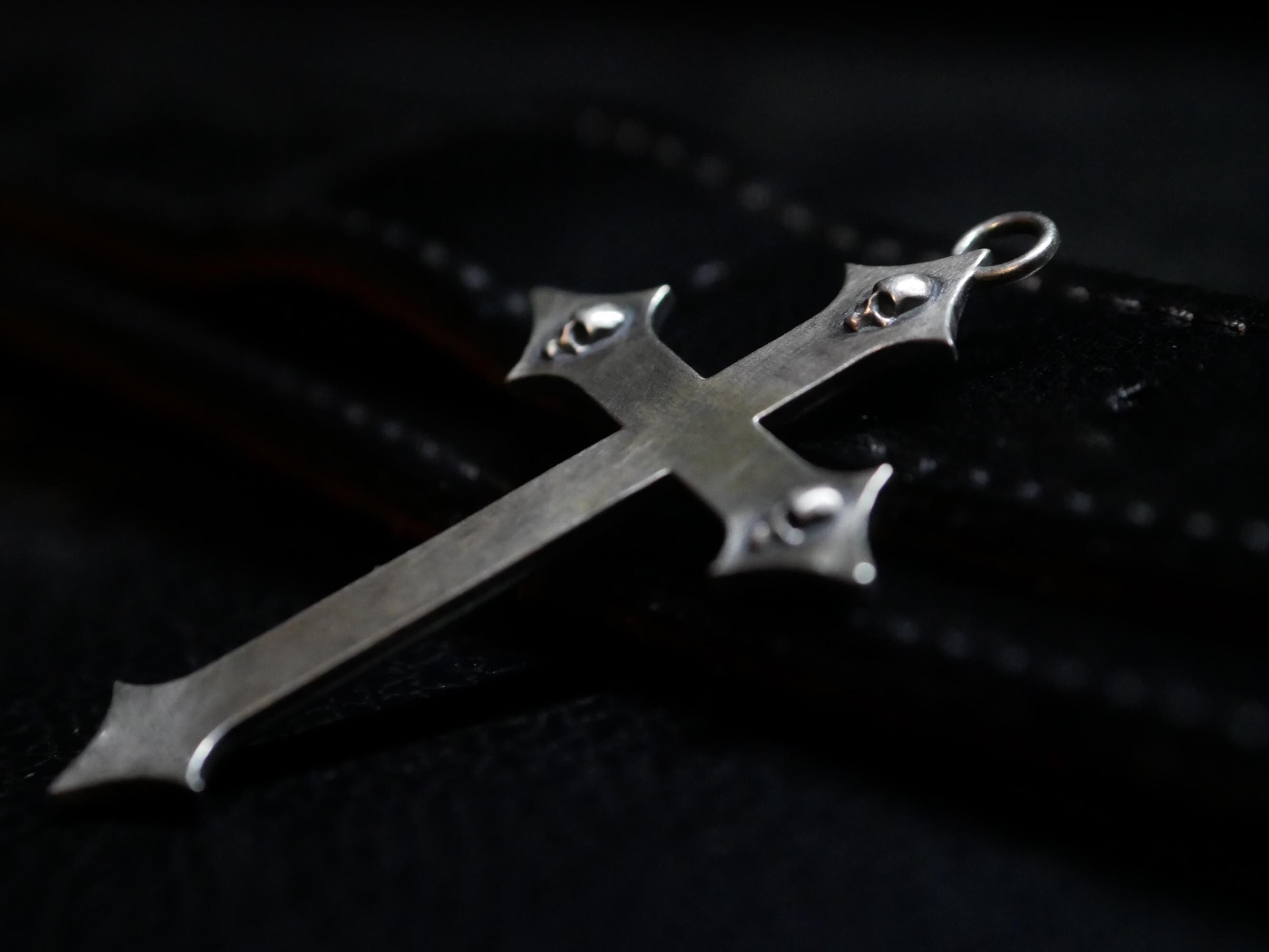 Large Minimalistic Vampire Cross Pendant - Sterling Silver 925 Goth ...