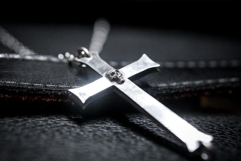 Inverted Vampire Cross Pendant Large Necklace Reversible - Goth Jewelry ...
