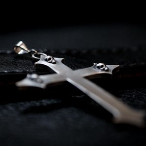 Large Minimalistic Vampire Cross Pendant - Sterling Silver 925 Goth ...