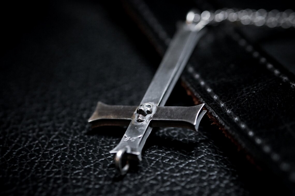 Inverted Cross Pendant Vampire 925 Sterling Silver Large - Goth ...