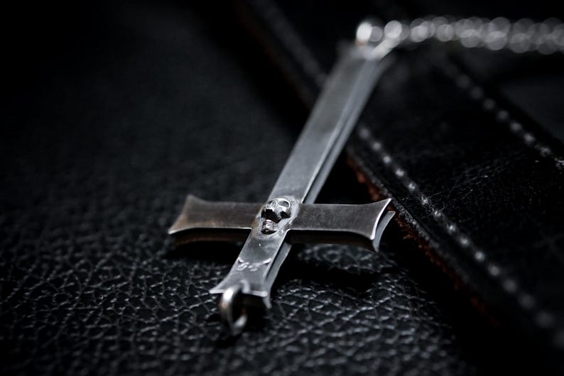 Inverted Vampire Cross Pendant Large Necklace Reversible - Goth Jewelry ...