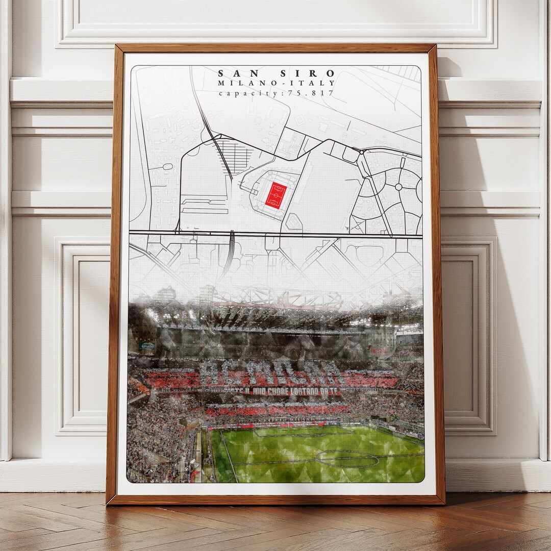 San Siro Artwork, Digital Football Stadium Map Poster, Modern Soccer ...