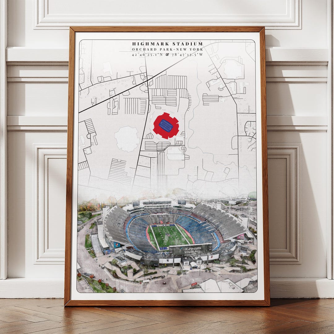 Highmark Stadium Map Wall Art, Modern Minimalist American Football ...