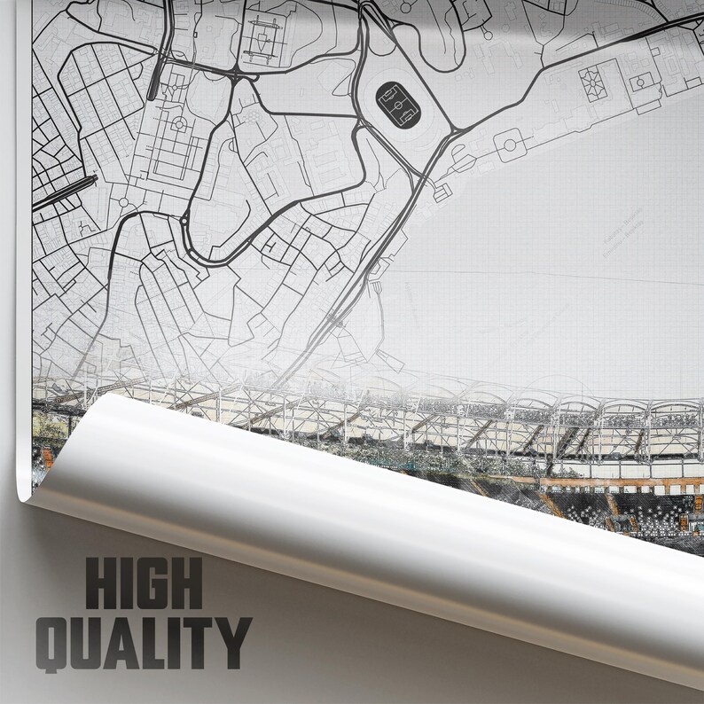 Tupras Stadium Istanbul Map Art: Besiktas Soccer Fans Gift (digital ...