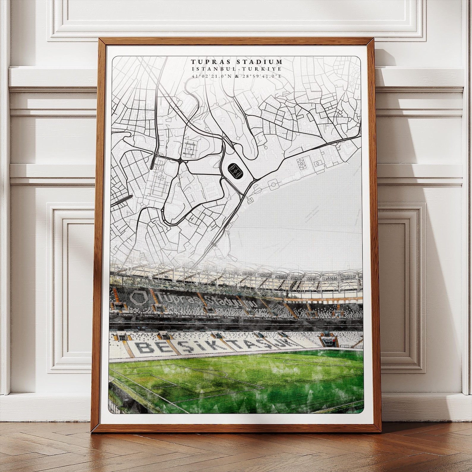 Tupras Stadium Istanbul Map Art: Besiktas Soccer Fans Gift (digital ...