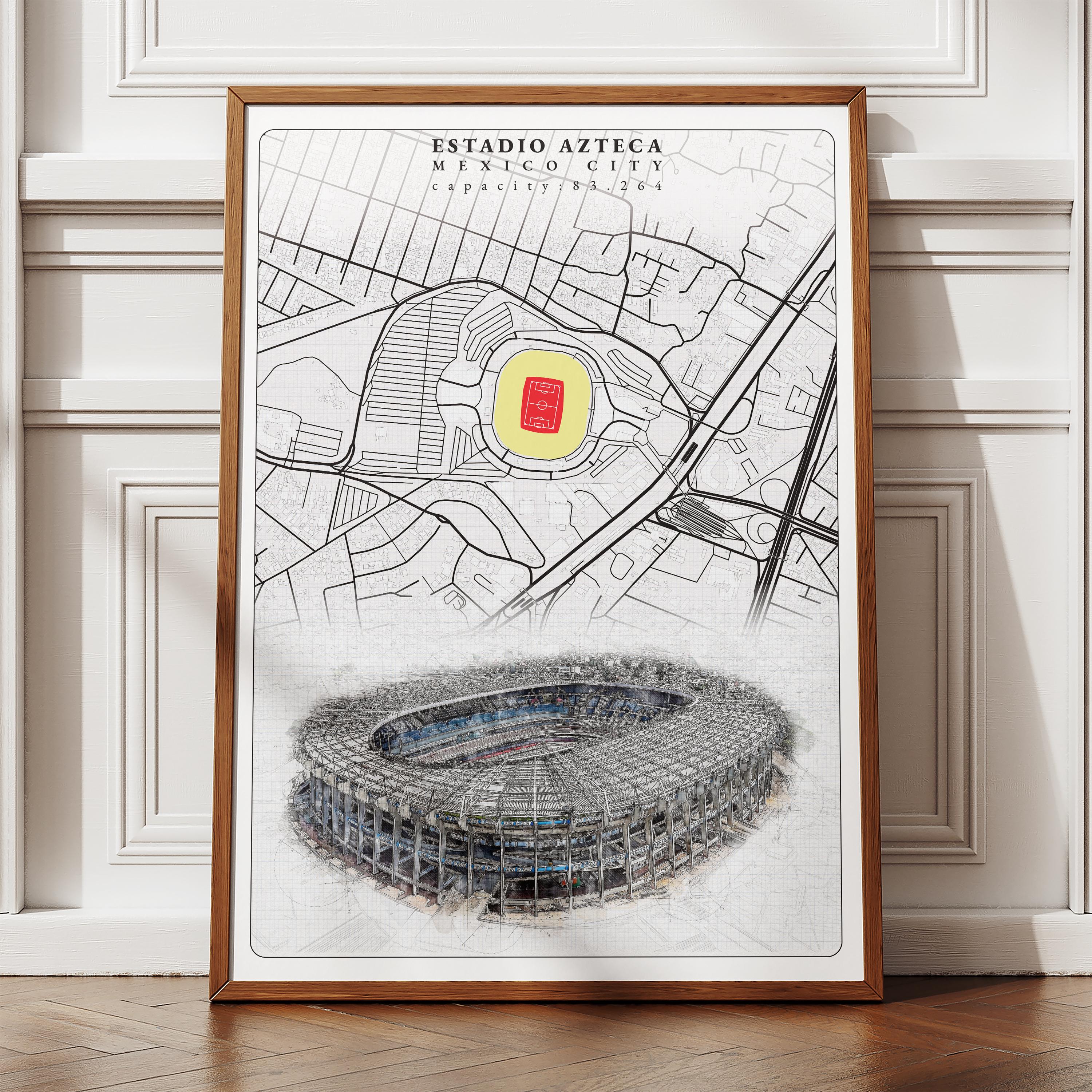 Estadio Azteca Stadium Location Art, Digital Printable Poster, Mexico ...