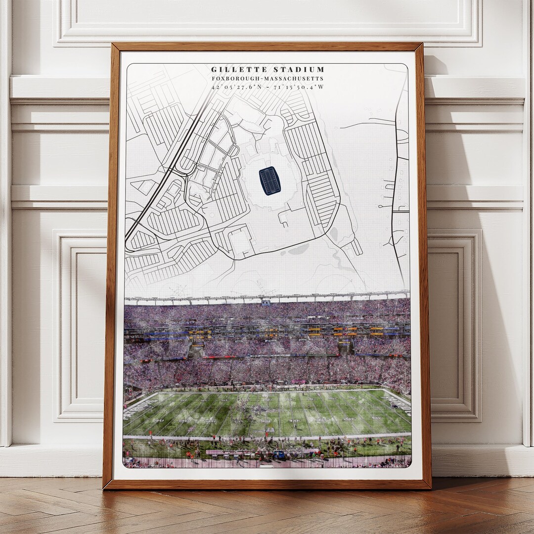Gillette Stadium Poster, New England Patriots Football Artwork, Black ...