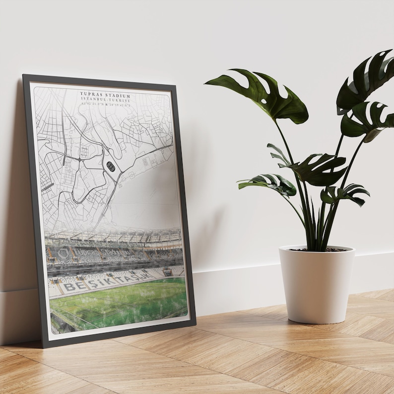 Tupras Stadium Istanbul Map Art: Besiktas Soccer Fans Gift (digital ...