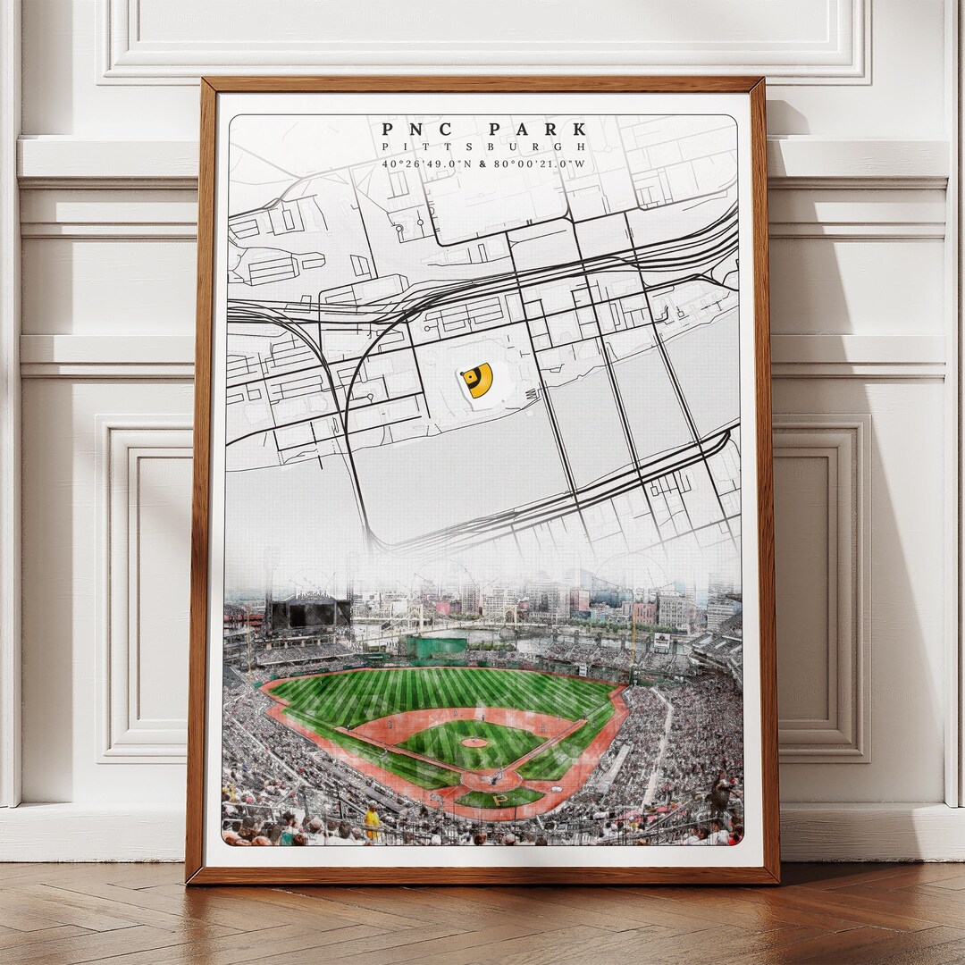 PNC Park Stadium Map Poster, Pittsburgh Pirates Baseball Art, Black and ...