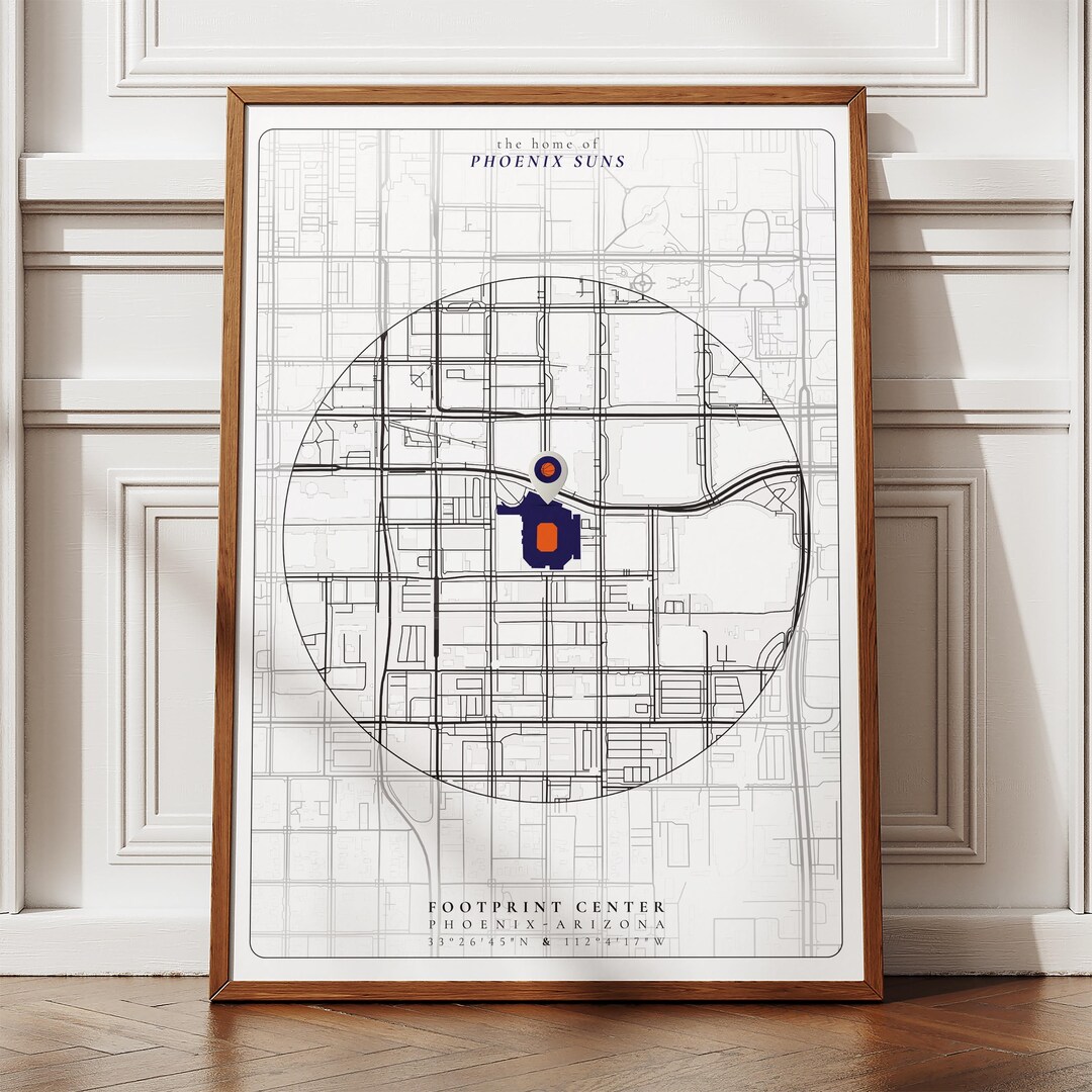 Footprint Center Stadium Poster, Digital Mid Century Modern Home Office ...