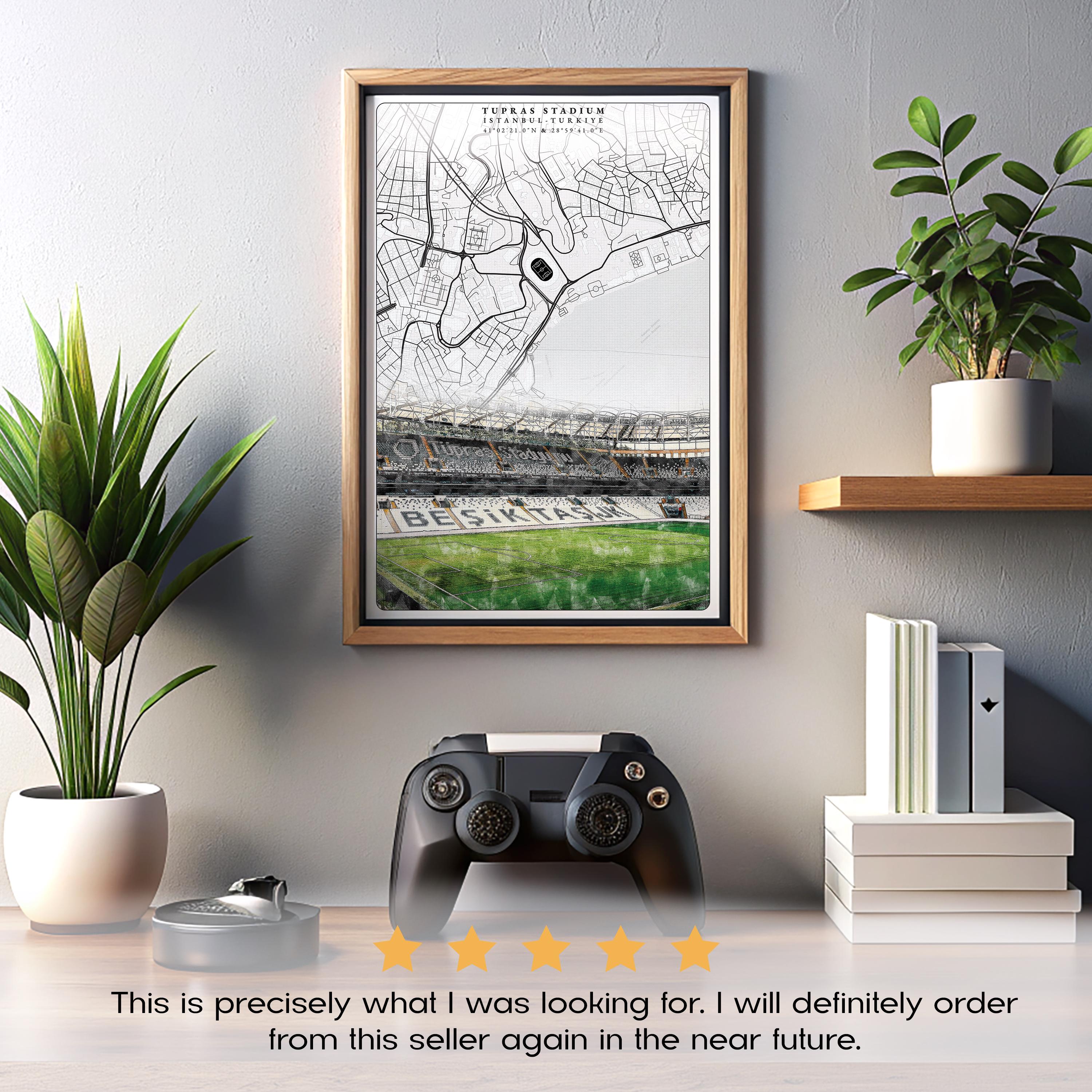 Tupras Stadium Istanbul Map Art: Besiktas Soccer Fans Gift (digital ...
