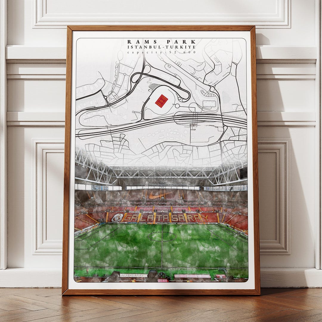 Rams Park Stadium Map Poster, Black and White Decor for Gaming Room ...