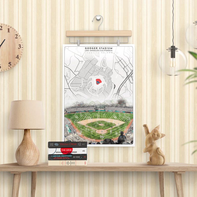 Dodger Stadium Map Poster, Printable Baseball Decor for Modern Gaming ...