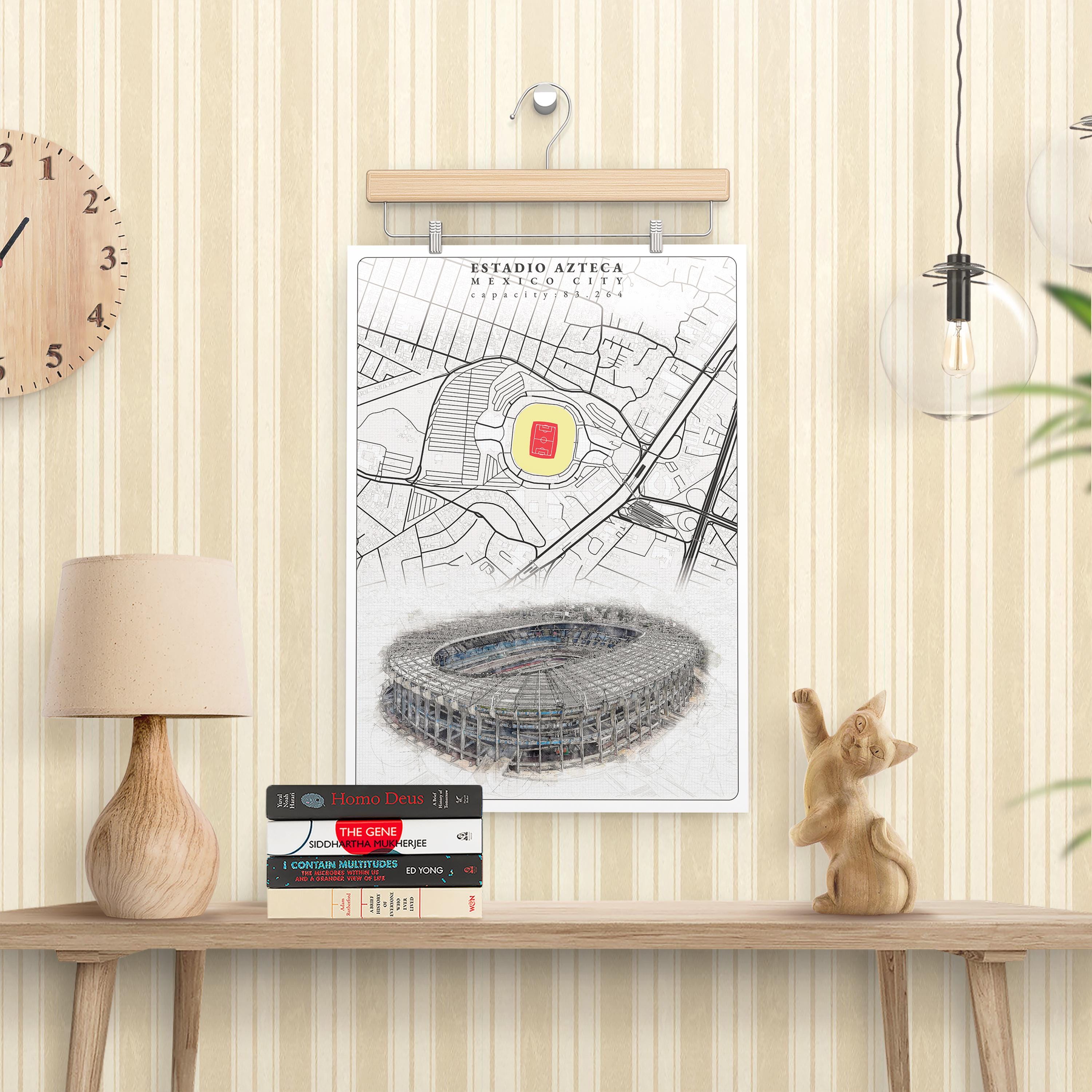Estadio Azteca Stadium Location Art, Digital Printable Poster, Mexico ...