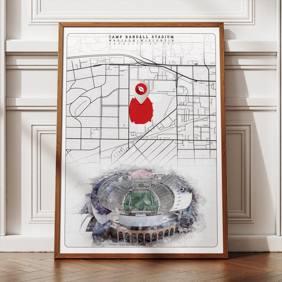 Camp Randall Stadium Map Art Print: Wisconsin Badgers Football Gift ...