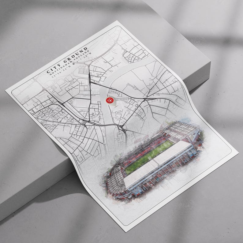 City Ground Stadium Map Poster: Nottingham Forest Wall Art (digital ...