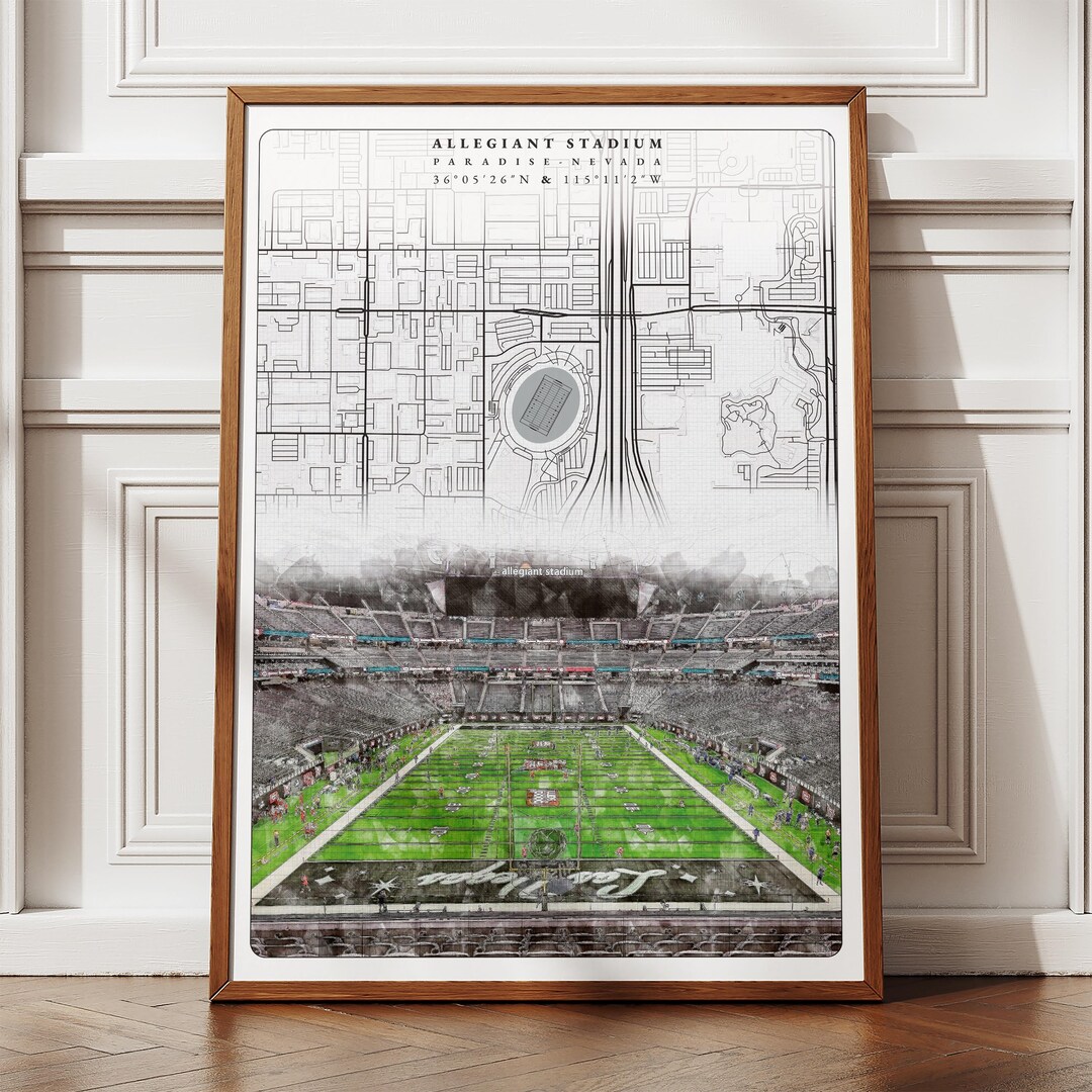 Allegiant Stadium Map Wall Art, Modern Printable American Football ...