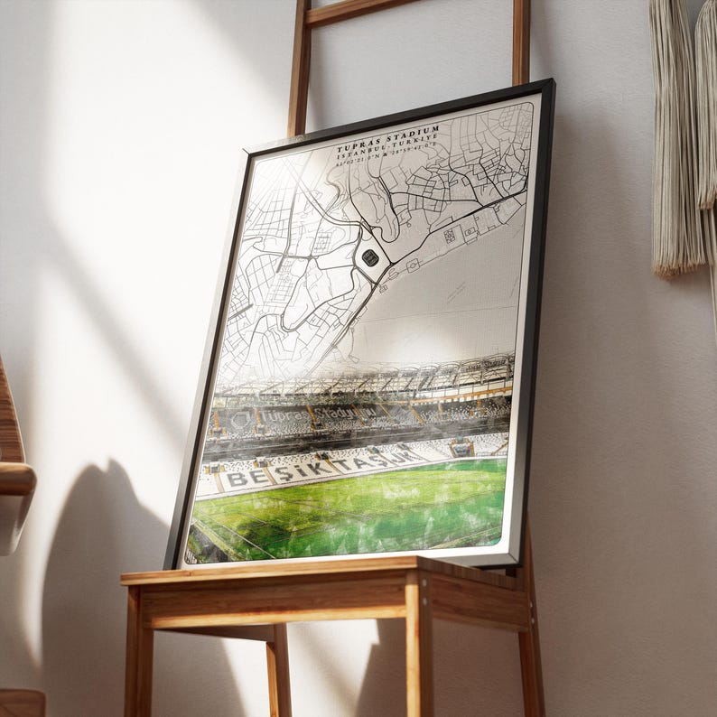 Tupras Stadium Istanbul Map Art: Besiktas Soccer Fans Gift (digital ...