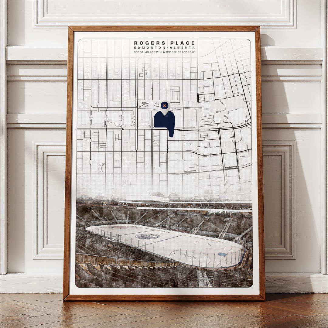 Rogers Placer Location Map Poster, Legendary Edmonton Oilers Stadium ...