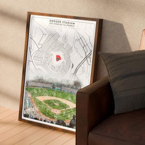 Dodger Stadium Map Poster, Printable Baseball Decor for Modern Gaming ...