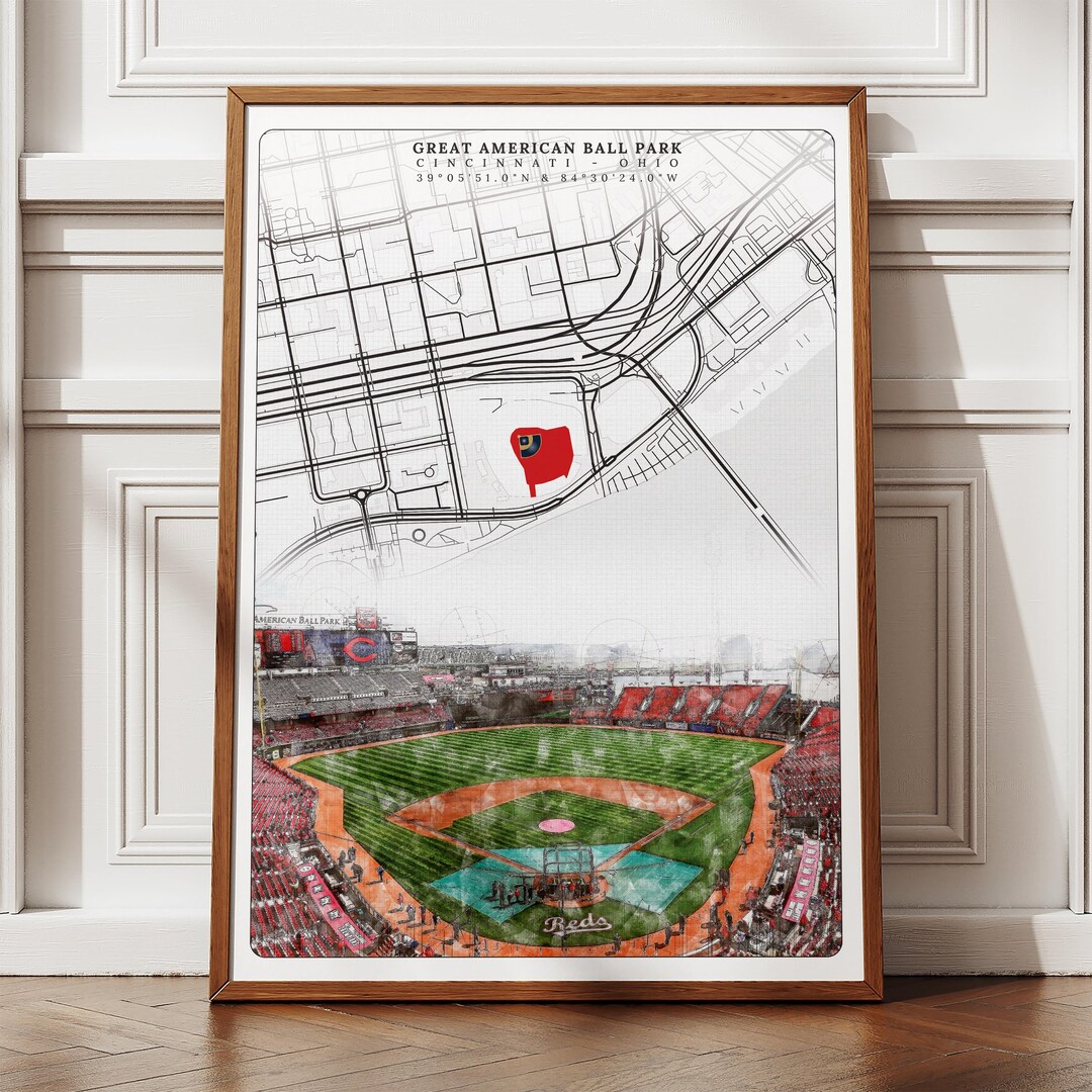 Great American Ball Park Stadium Poster, Digital Minimalist Cincinnati ...