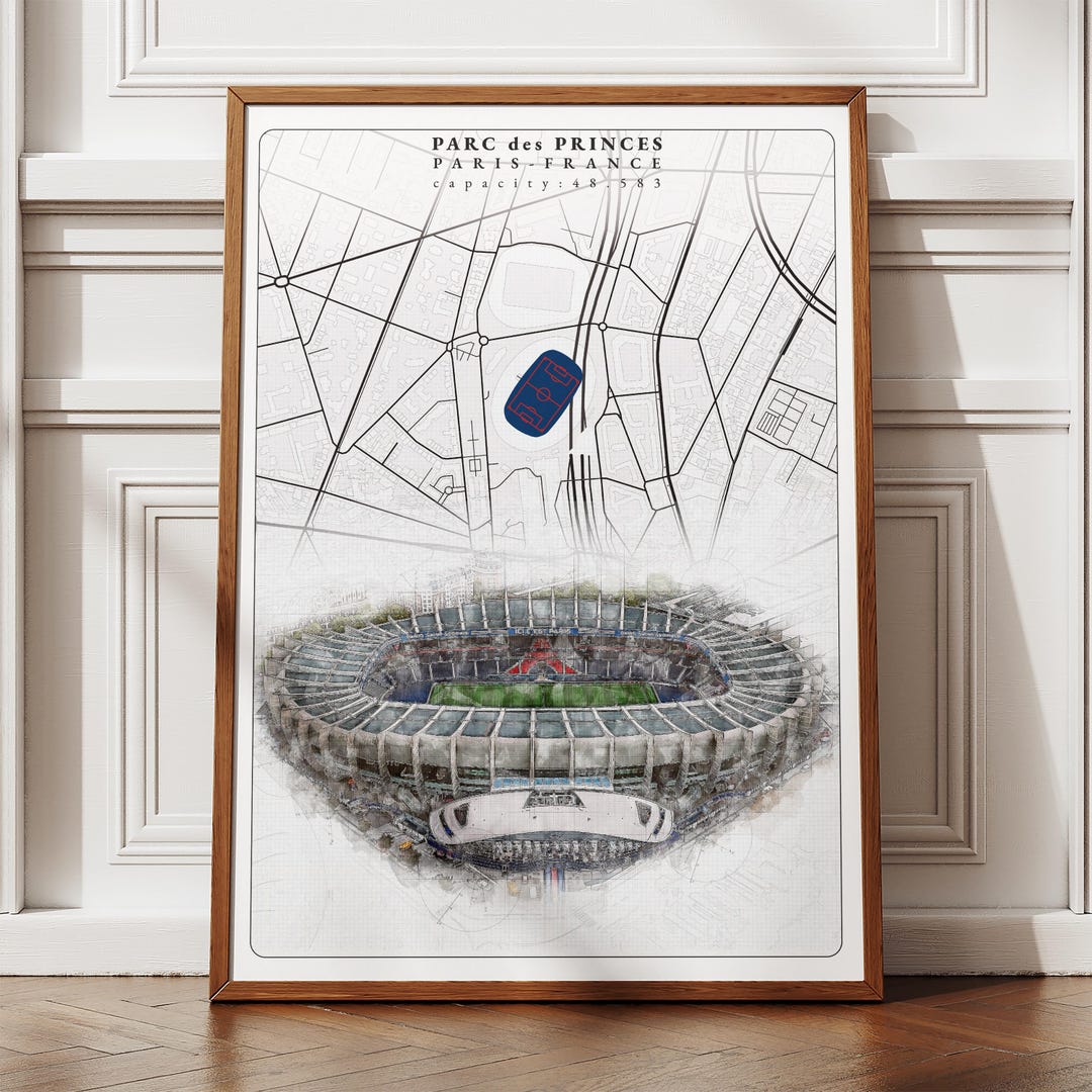 Legendary PSG Design, Parc Des Princes Stadium Poster, Paris City Map ...