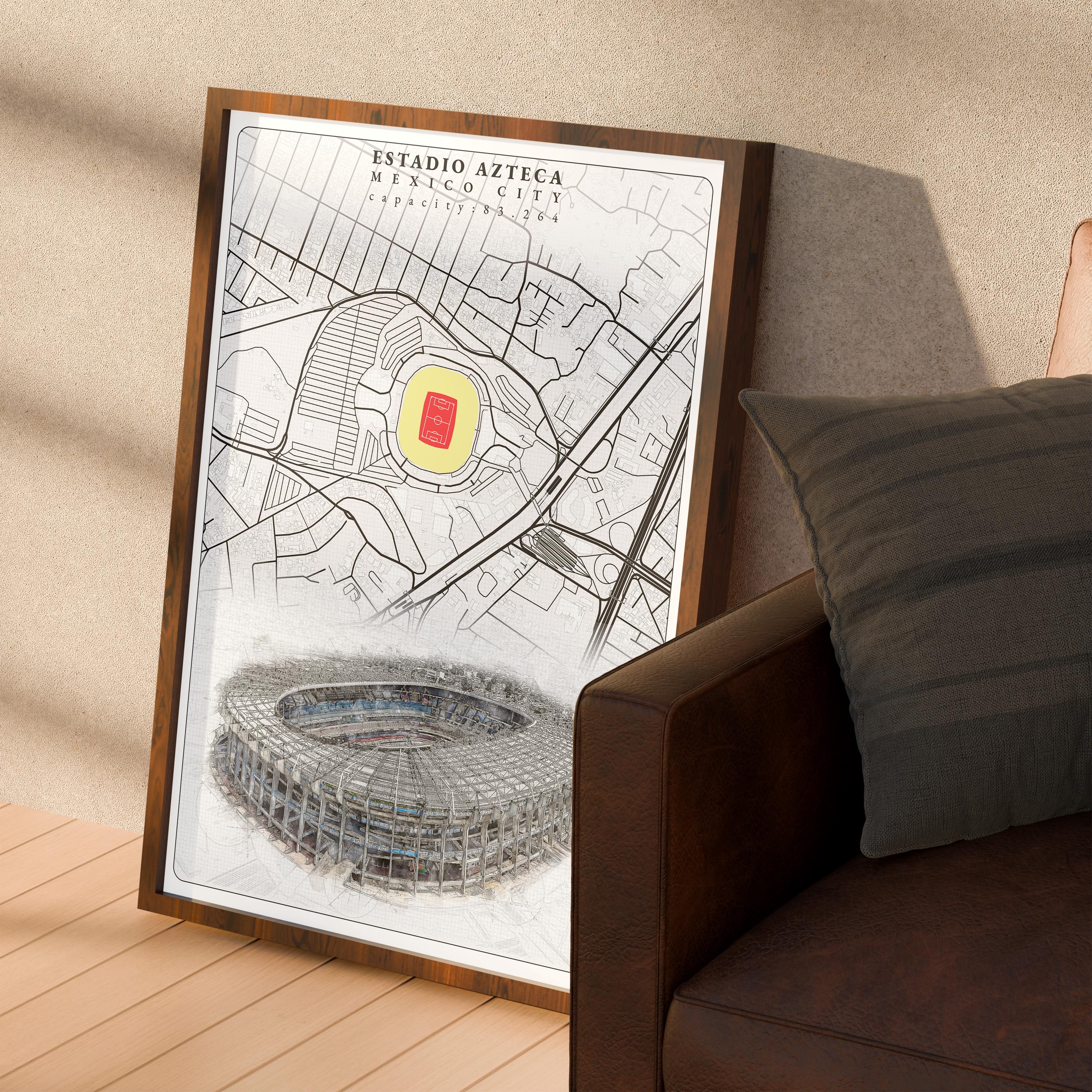 Estadio Azteca Stadium Location Art, Digital Printable Poster, Mexico ...