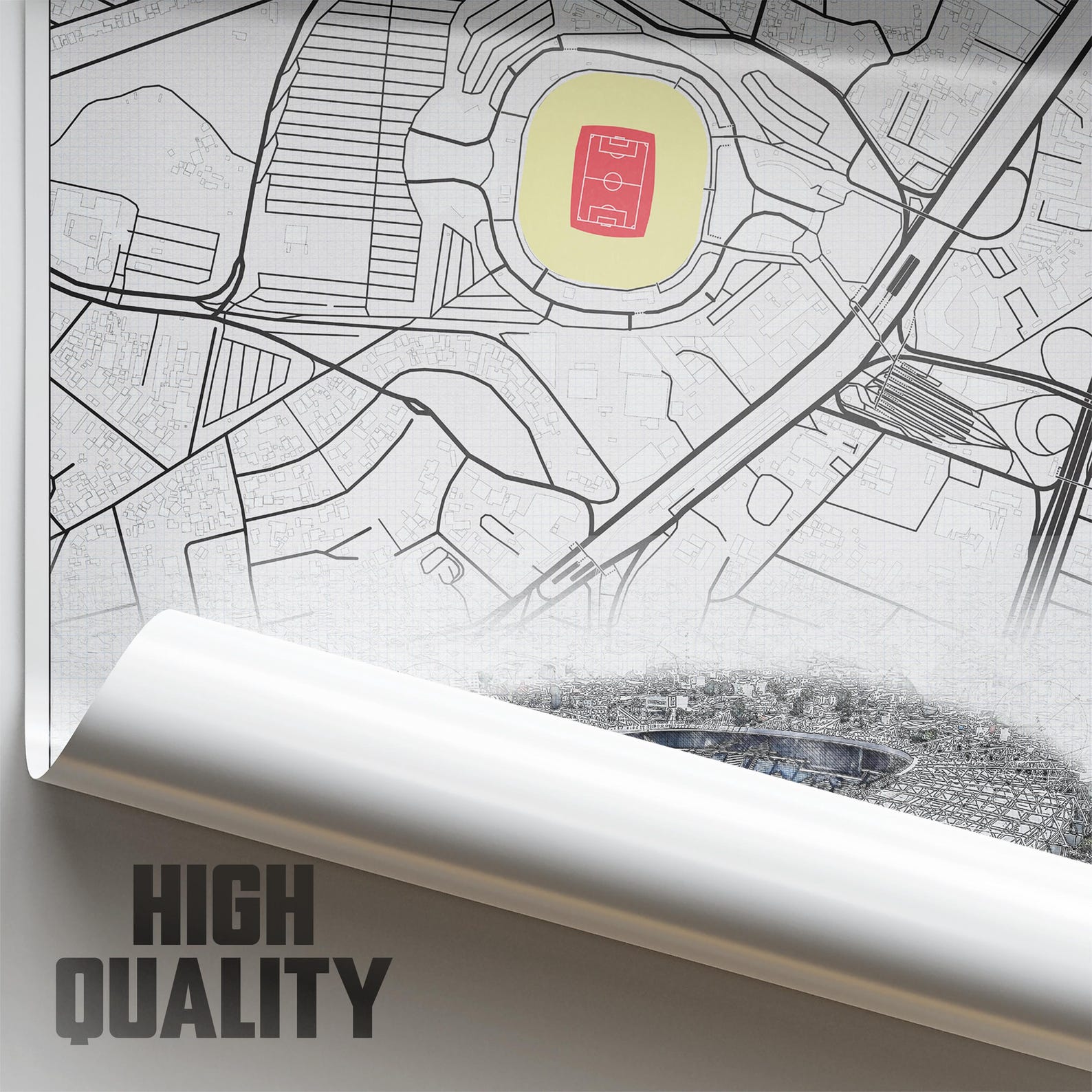 Estadio Azteca Stadium Location Art, Digital Printable Poster, Mexico ...