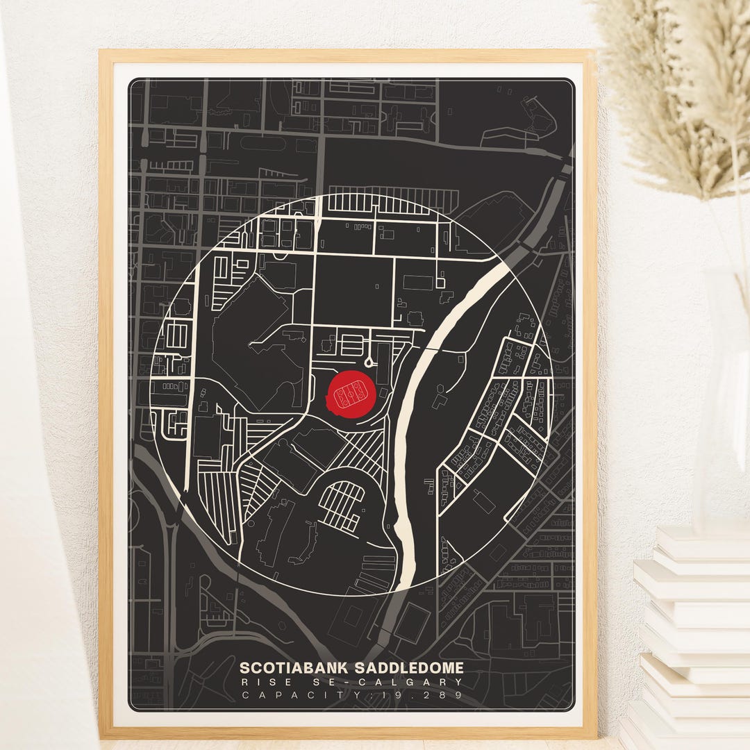 Minimalist Map Design of Scotiabank Saddledome Stadium Artwork, Digital ...