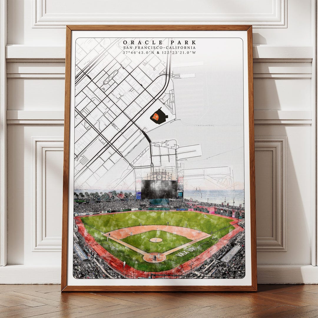 San Francisco Giants Poster, Oracle Park MLB Art, Baseball Stadium ...