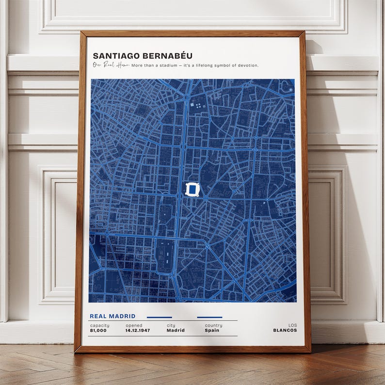 Legendary Real Madrid Stadium Poster, Santiago Bernabéu Soccer Wall ...