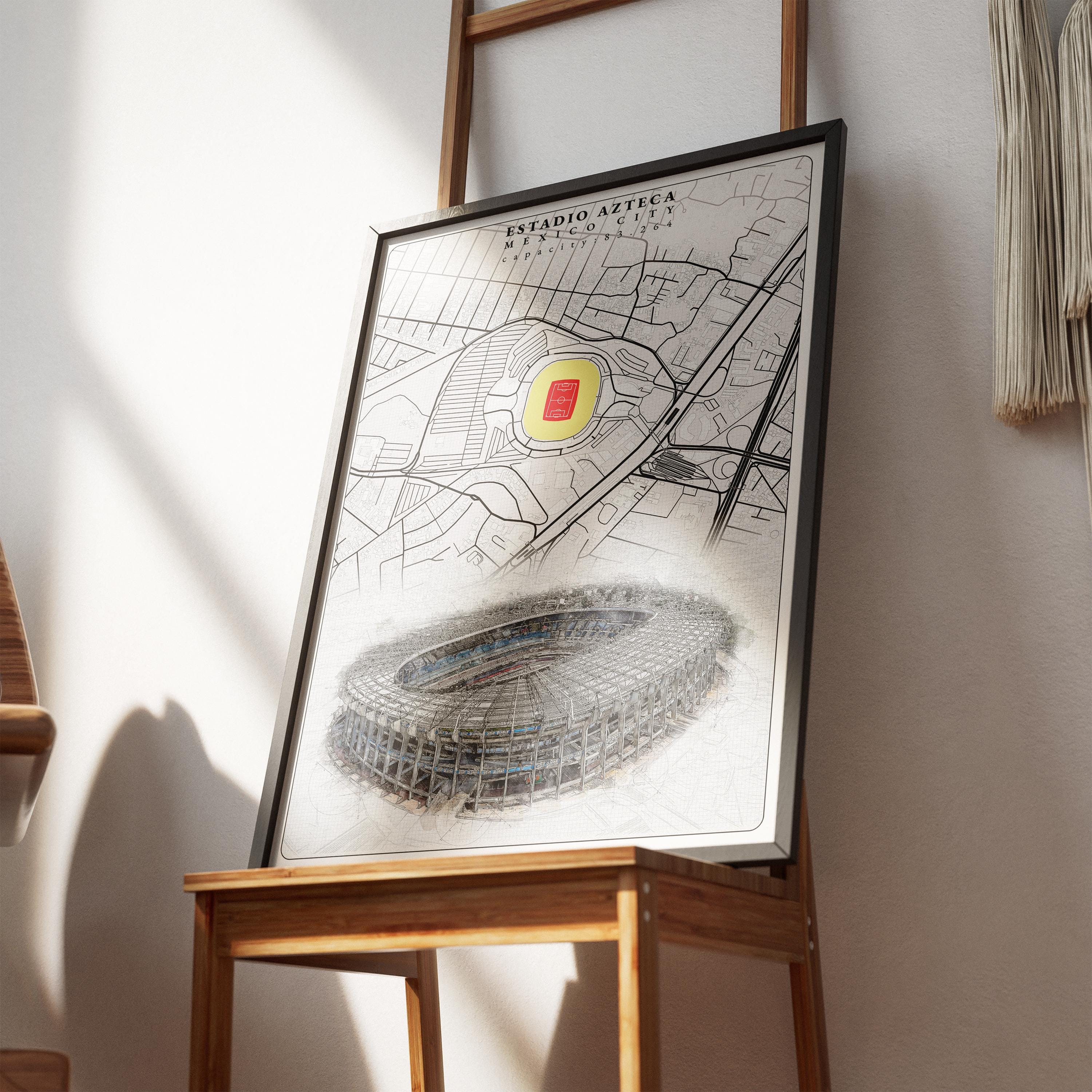 Estadio Azteca Stadium Location Art, Digital Printable Poster, Mexico ...