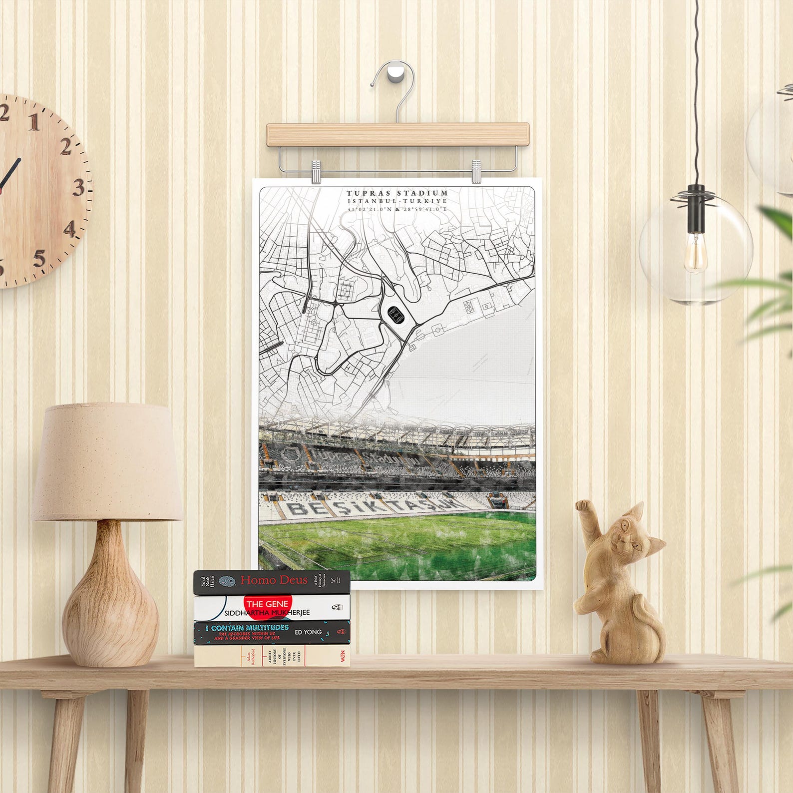 Tupras Stadium Istanbul Map Art: Besiktas Soccer Fans Gift (digital ...