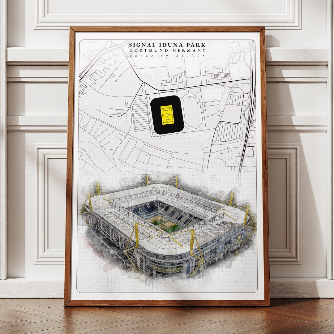 Signal Iduna Park Poster: Dortmund Stadium Map Wall Art (digital ...