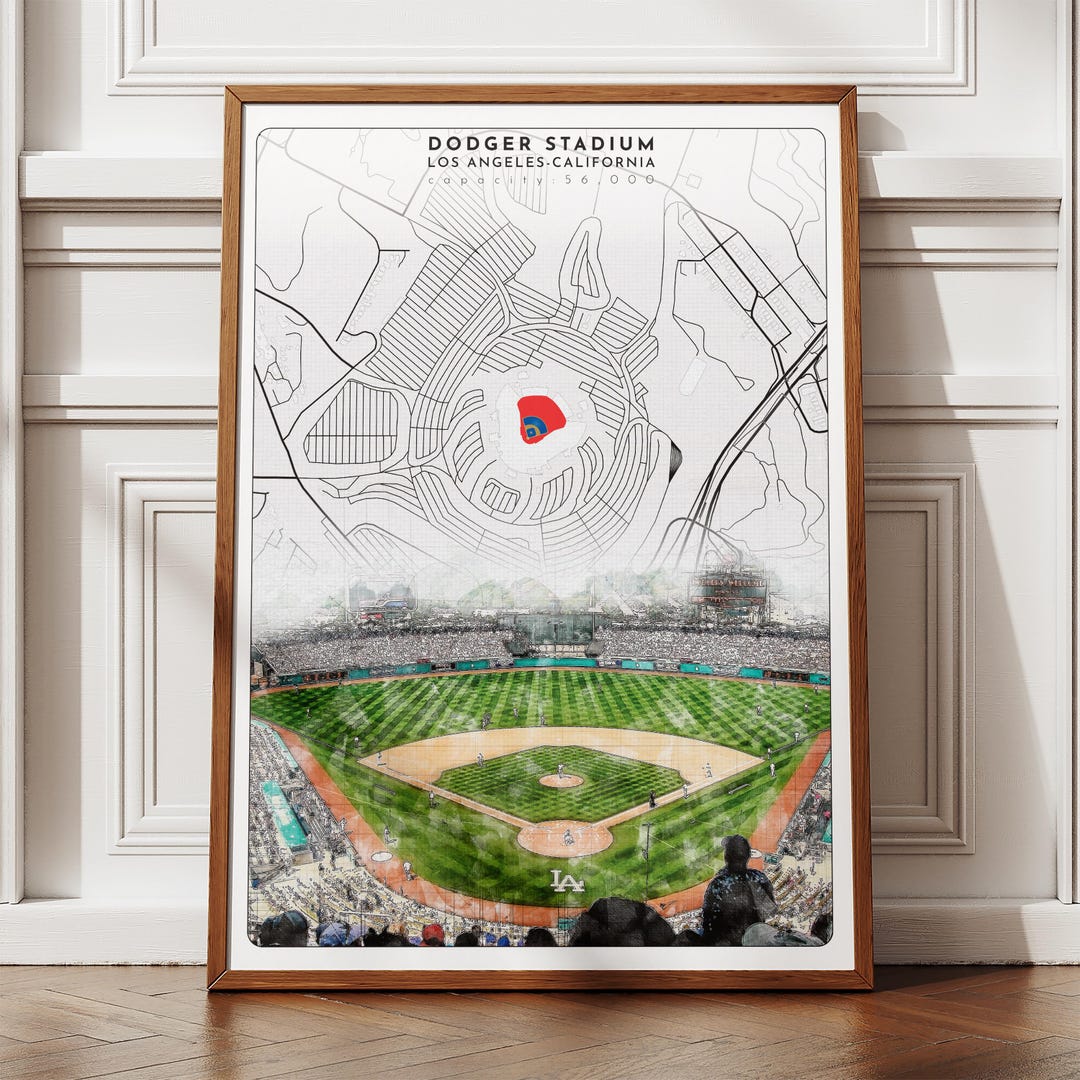 Dodger Stadium Map Poster, Printable Baseball Decor for Modern Gaming ...
