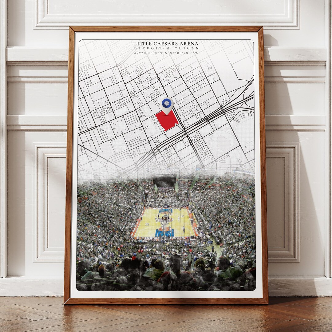 Little Caesars Arena NBA Poster, Detroit Pistons Stadium Poster, Mid ...