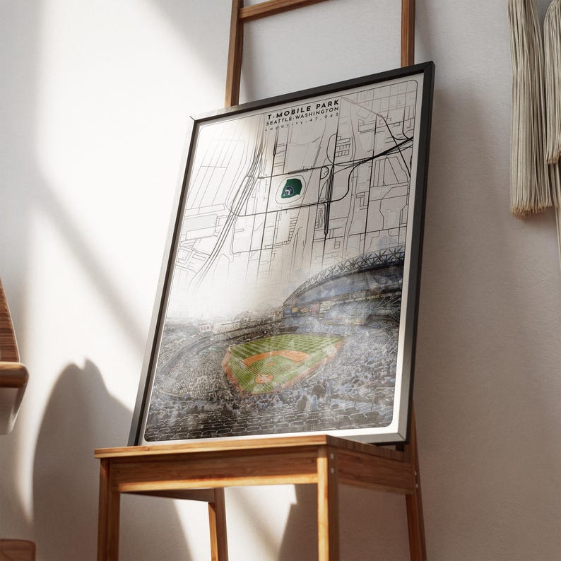 T-mobile Park Stadium Poster: Seattle Mariners Map Art (digital ...
