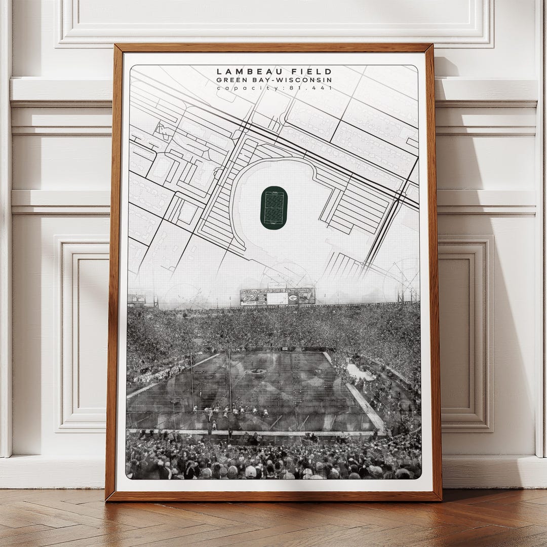 Lambeau Field Artwork for Fans, Digital Football Stadium Map Poster ...